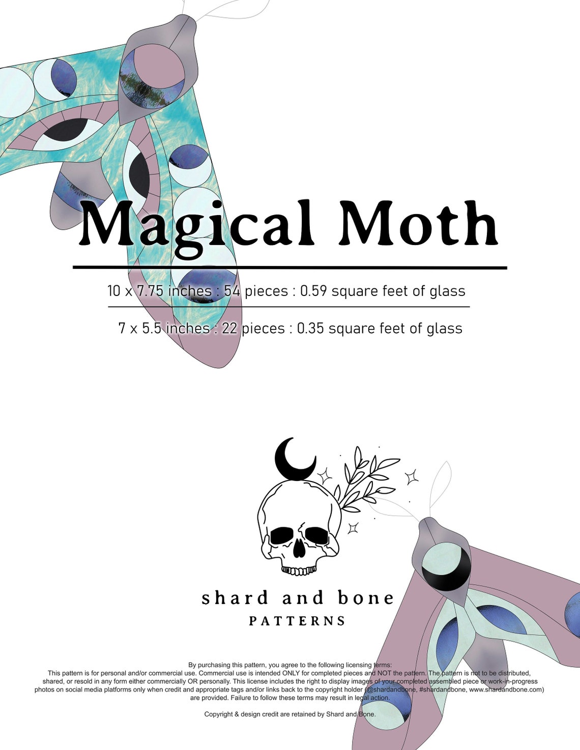 Marvelous Moths Stained Glass Patterns Six Patterns in One | Etsy