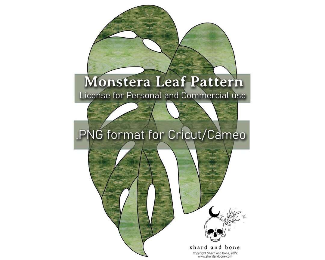 Monstera Leaf Stained Glass Pattern for Cricut/cameo Use - Commercial ...