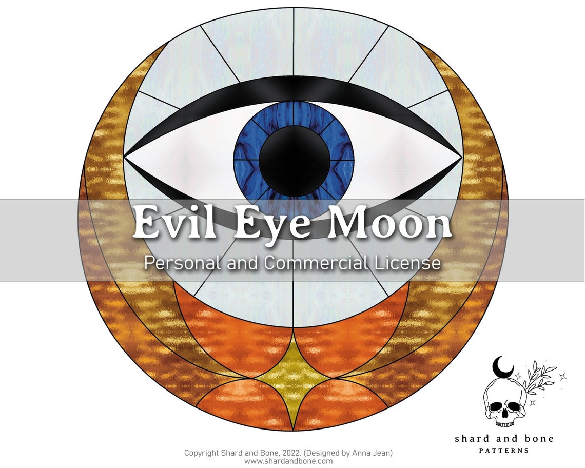 Evil Eye Stained Moon Glass Pattern - Magical Witch Cottagecore ...