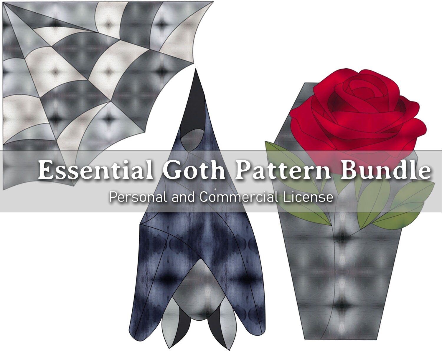 Essential Goth Stained Glass Patterns - Three Patterns in One Bundle ...