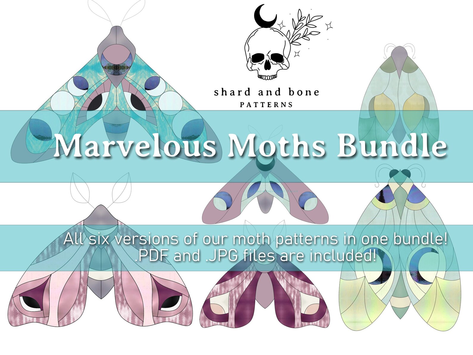 Marvelous Moths Stained Glass Patterns Six Patterns in One | Etsy