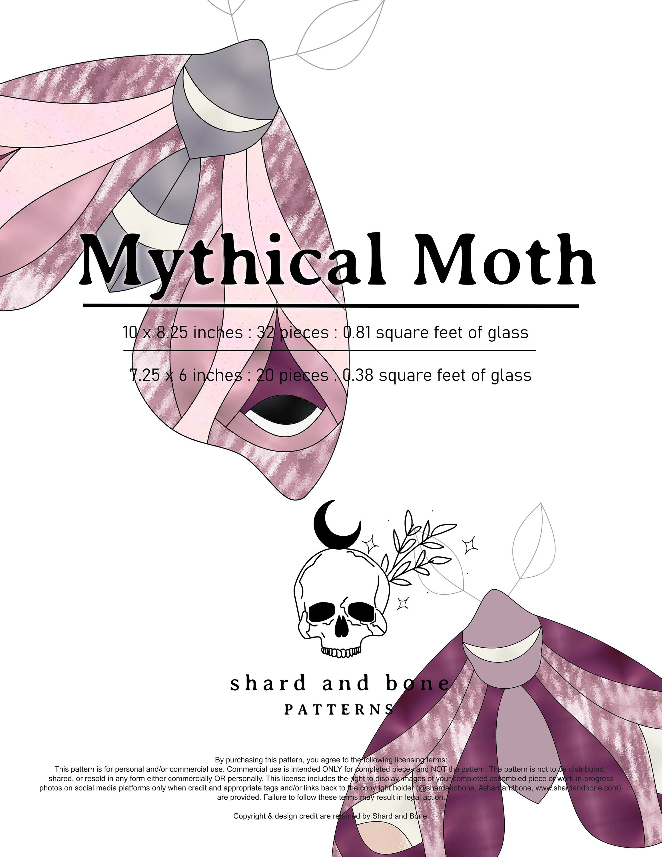 Mythical Moth Stained Glass Pattern - Witch/cottagecore - Two Patterns ...
