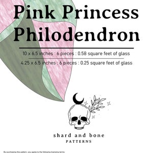 Pink Princess Philodendron Leaf Stained Glass Pattern - Two Sizes ...