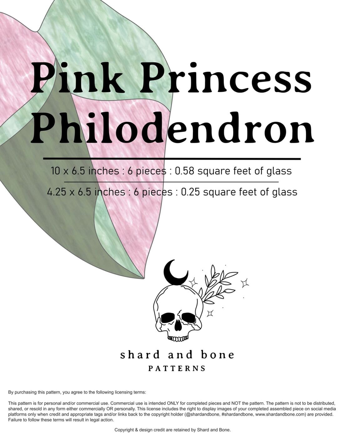 Pink Princess Philodendron Leaf Stained Glass Pattern - Two Sizes ...