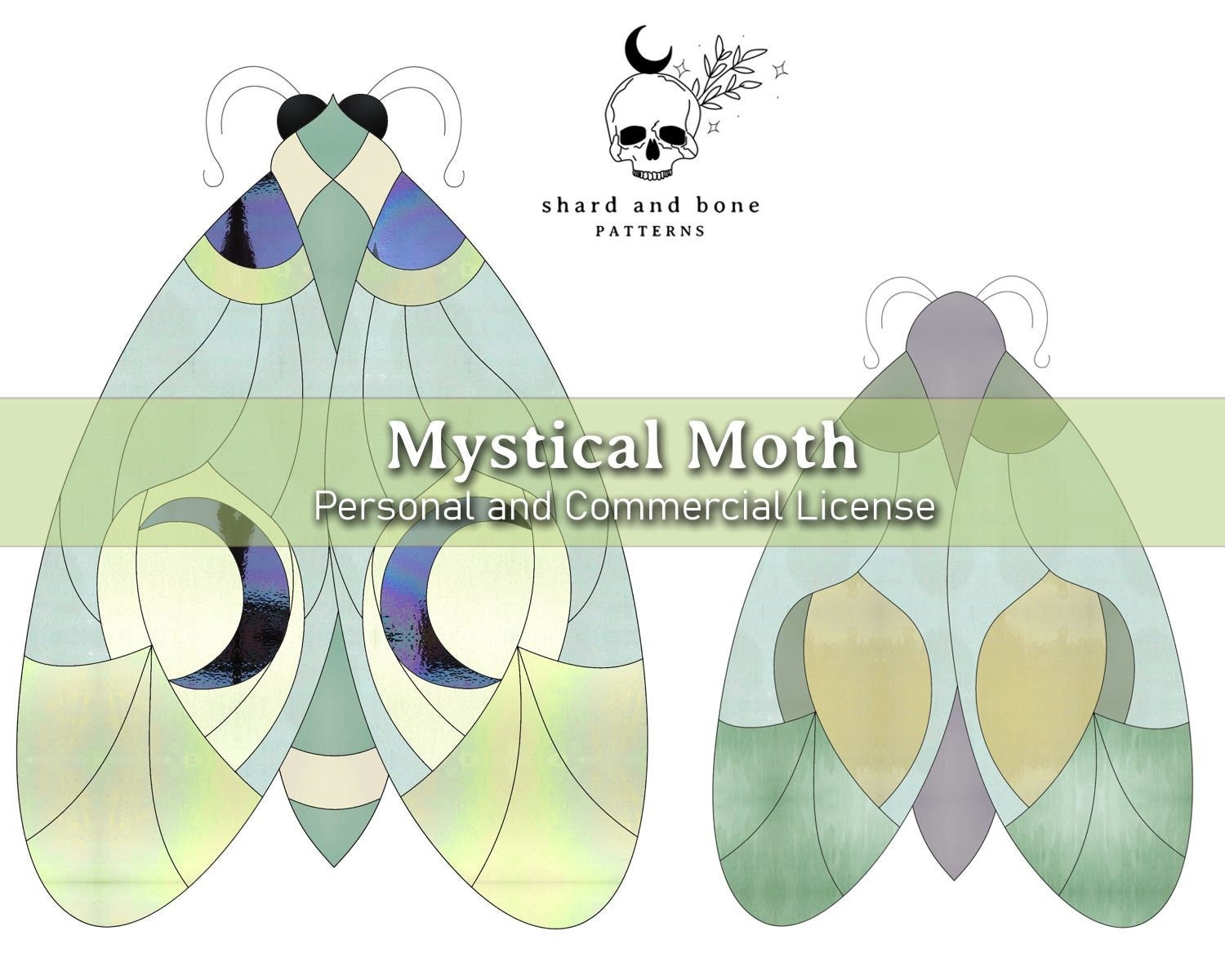 Mystical Moth Stained Glass Pattern - Witch Cottagecore - Two Patterns ...