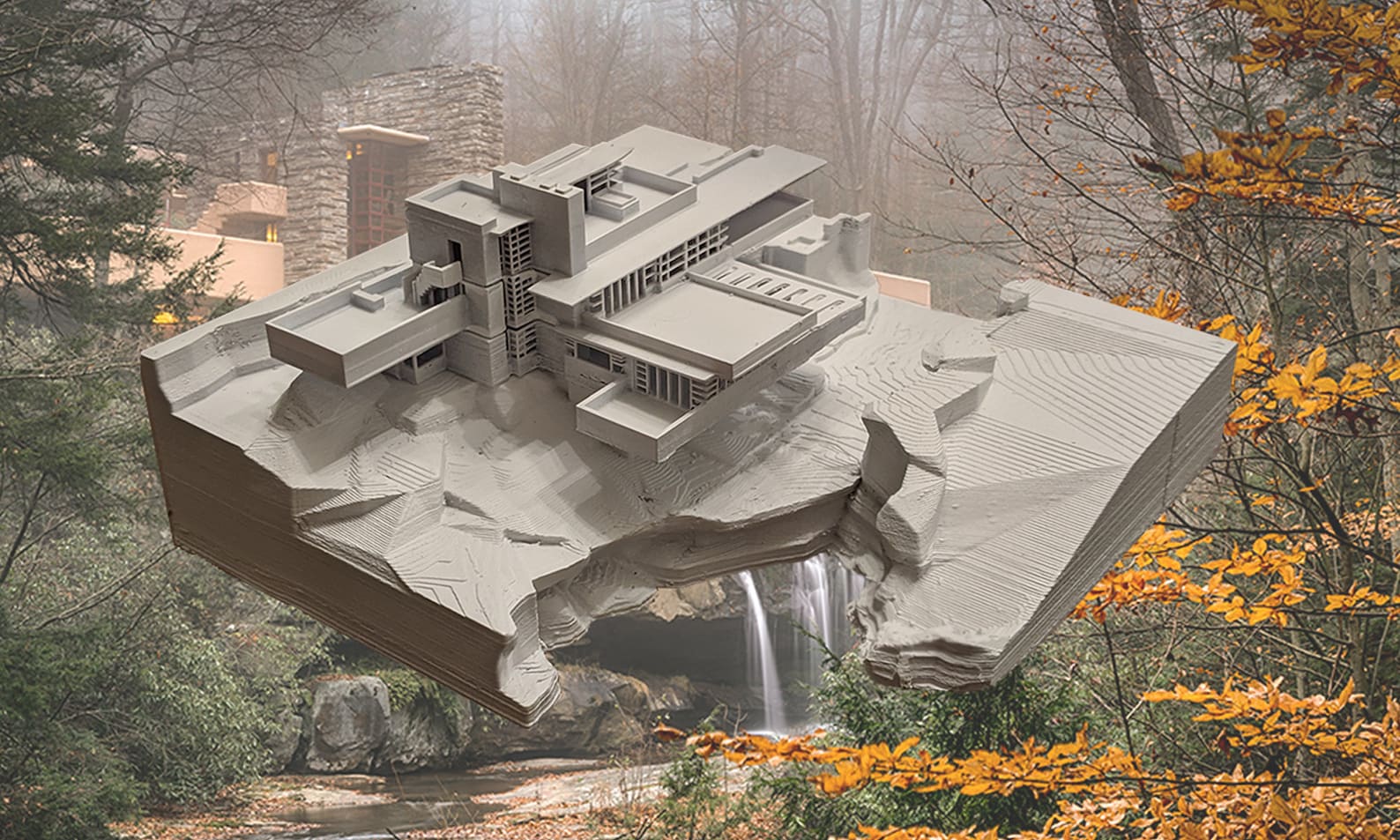 Fallingwater Architecture Desktop Model Miniature- SLA Resin 3D Print ...