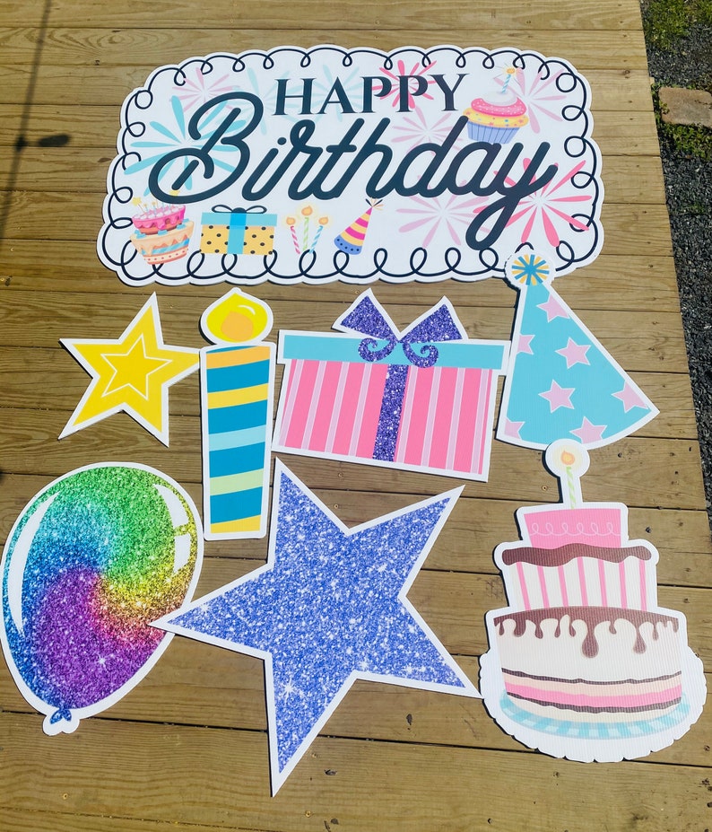 The kristen Happy Birthday Sign Yard Card Lawn Rental - Etsy