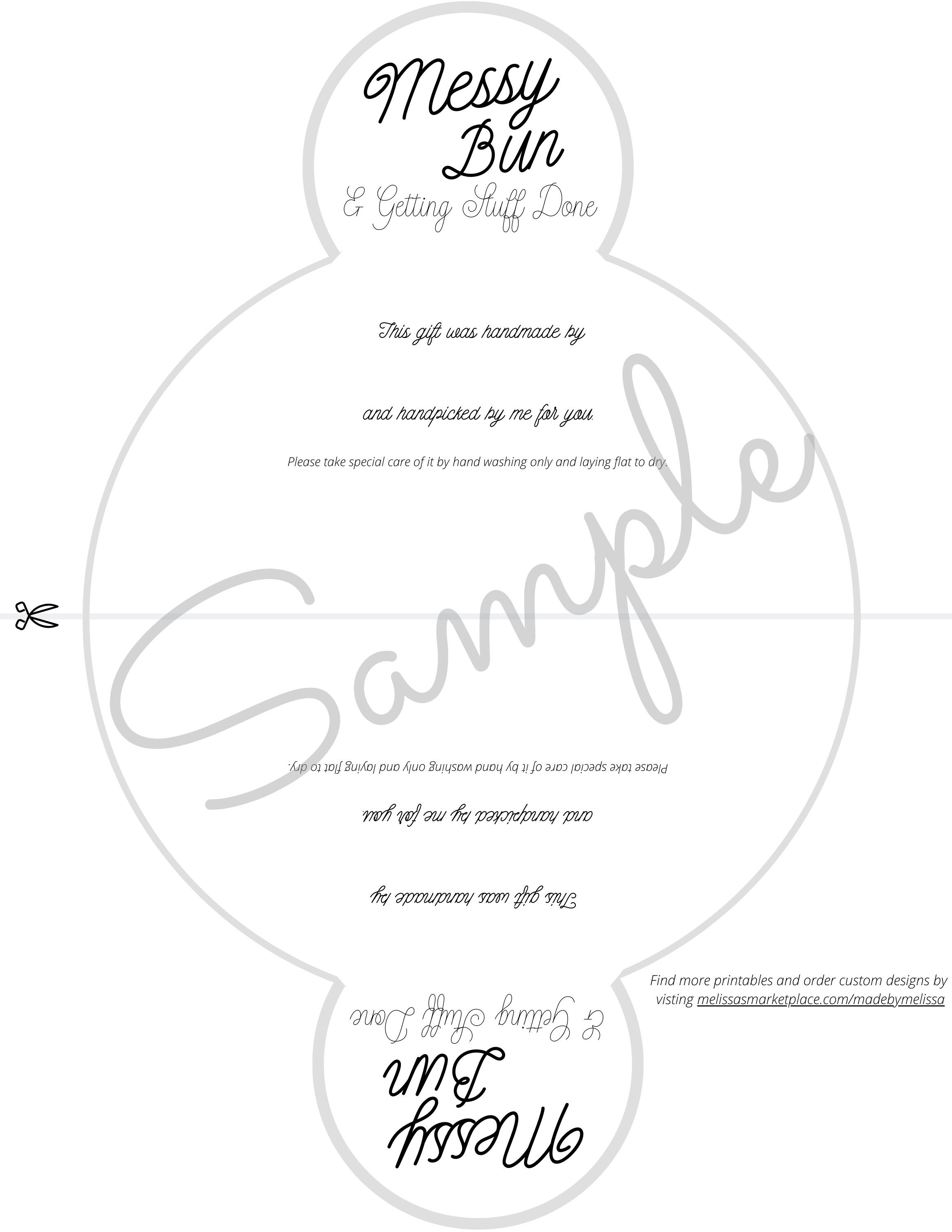 Bun Beanie Printable messy Bun & Getting Stuff - Etsy