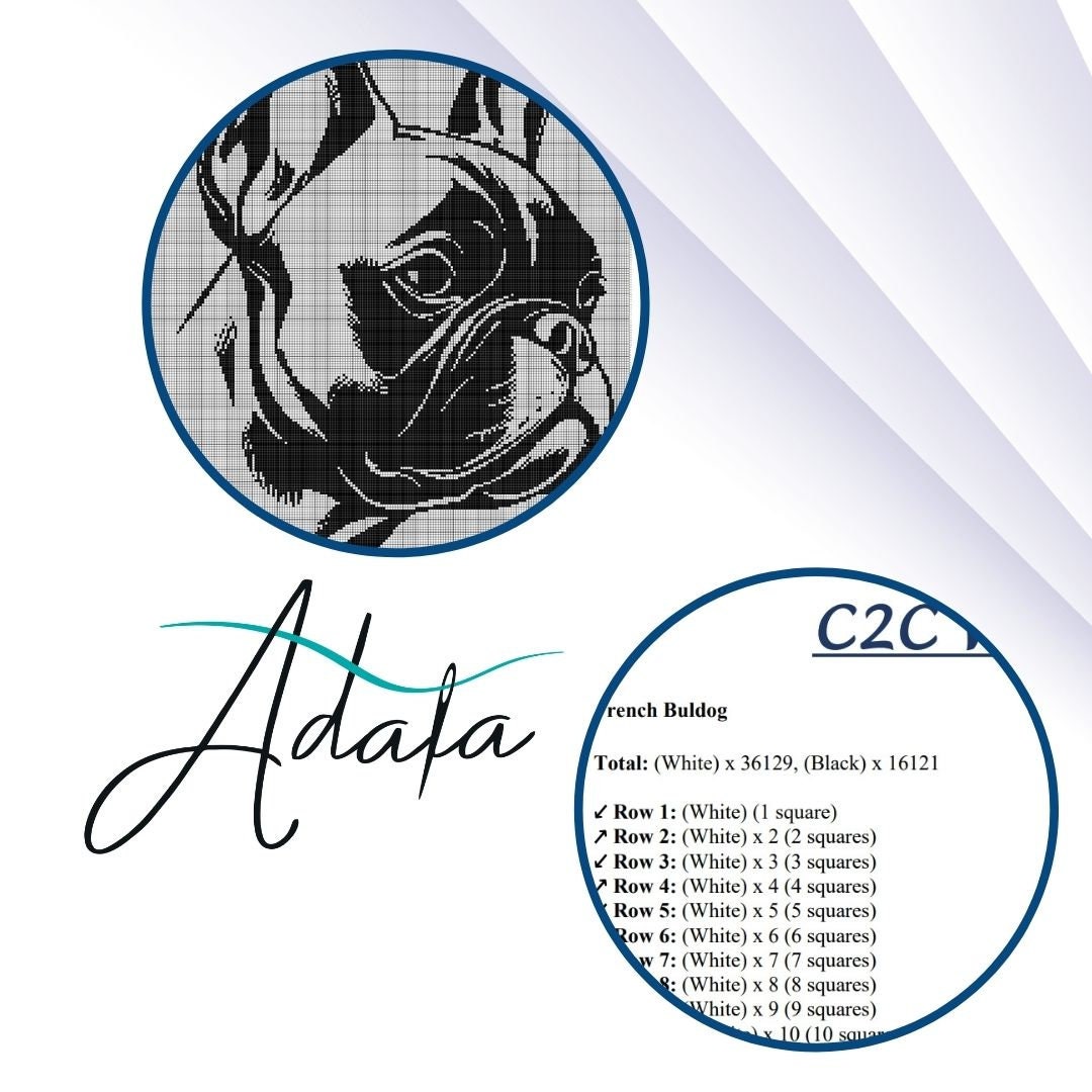 Cute French Bulldog C2C Graph, Crocheting Pattern, Animals Crochet ...