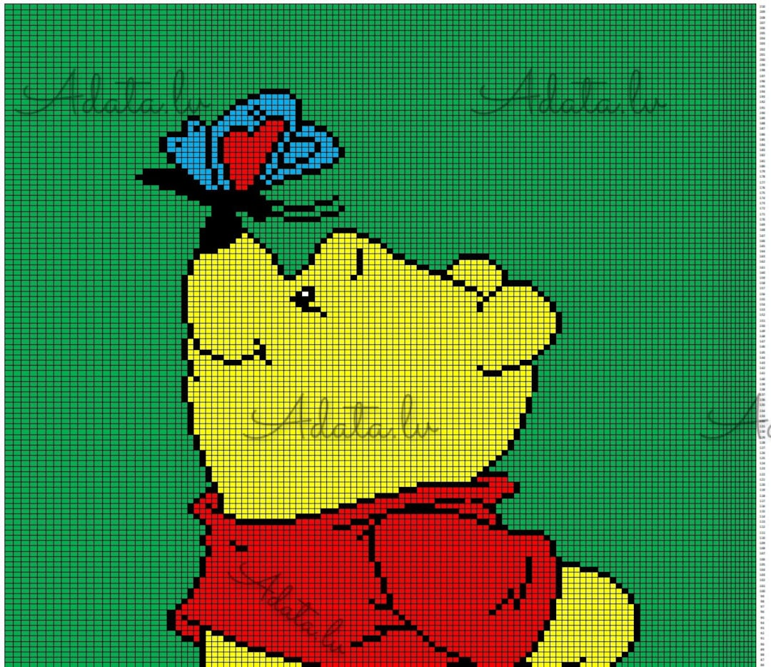 Winnie Pooh Graphgan Pattern - Corner to Corner - C2C Crochet, Made ...
