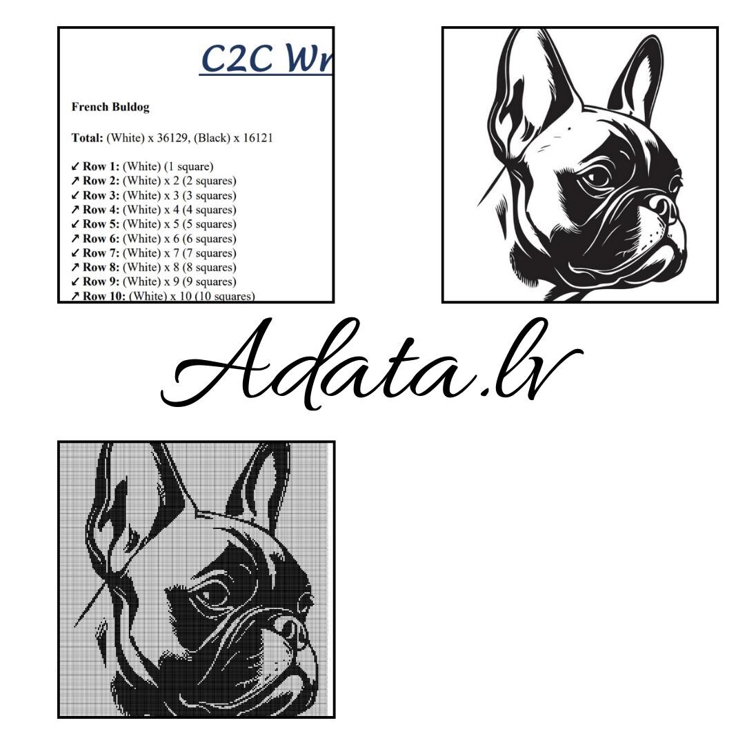 Cute French Bulldog C2C Graph, Crocheting Pattern, Animals Crochet ...