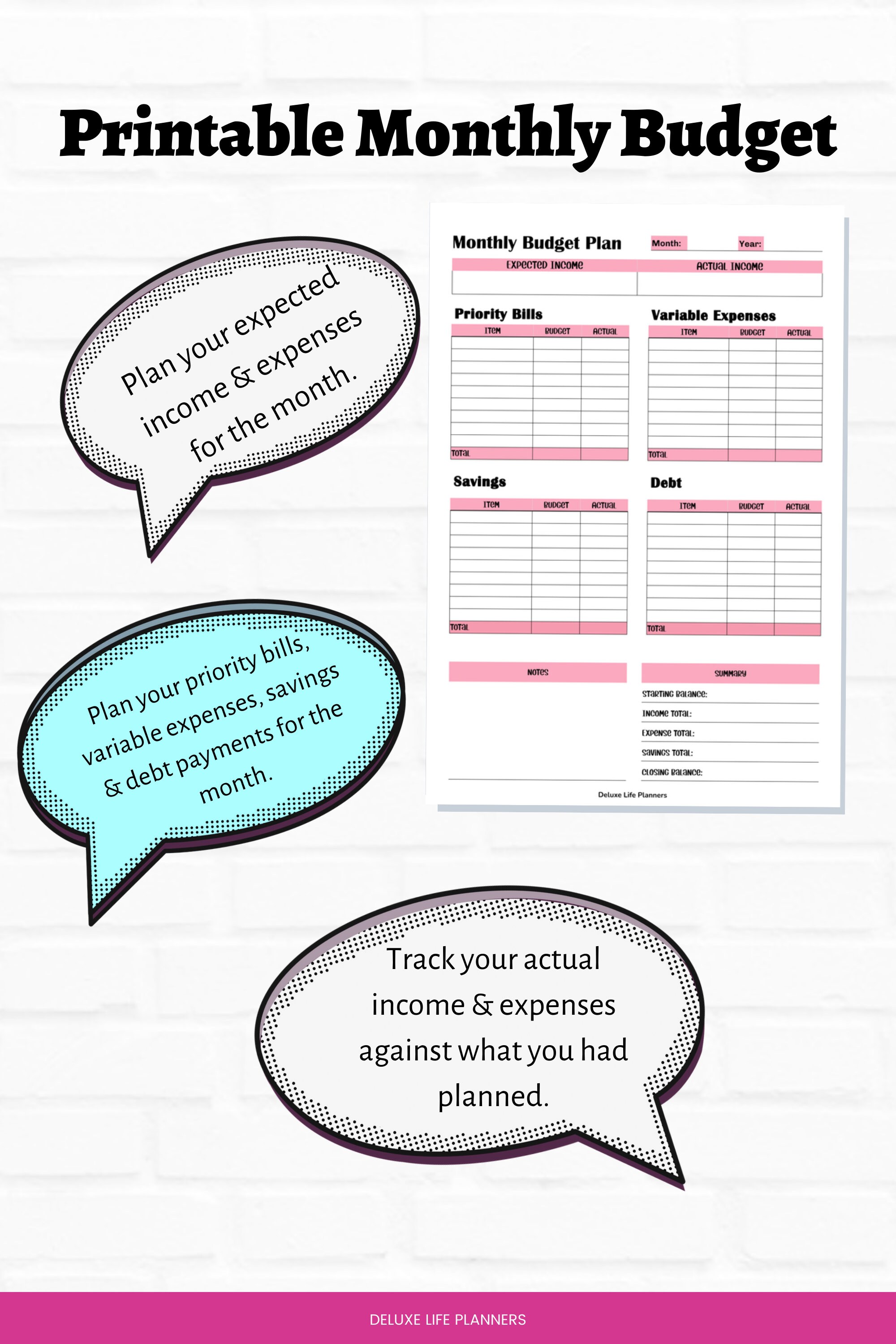 Monthly Budget Planner Budget Template Budget By Paycheck Budget
