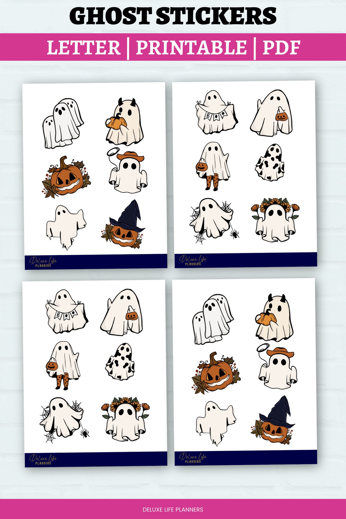 Printable Ghost Stickers Halloween Sticker Sheet Digital - Etsy UK