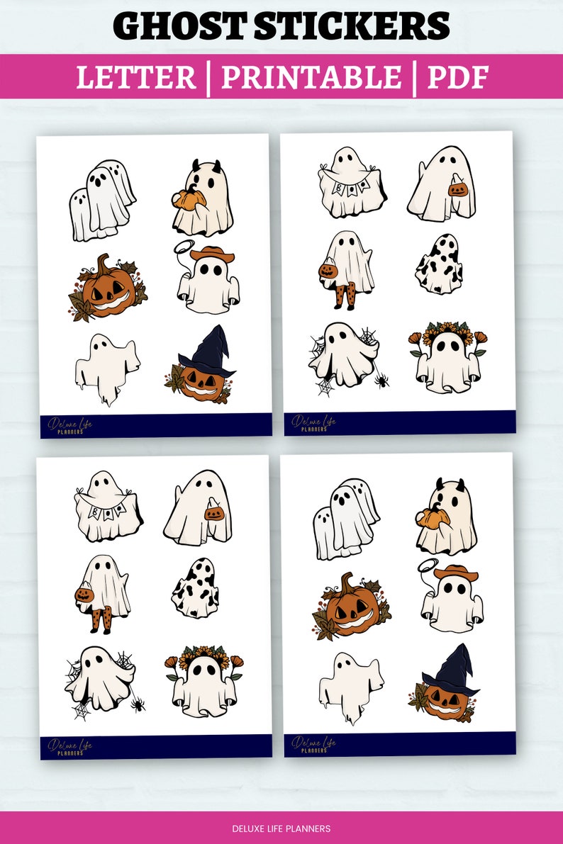 Printable Ghost Stickers Halloween Sticker Sheet Digital - Etsy UK