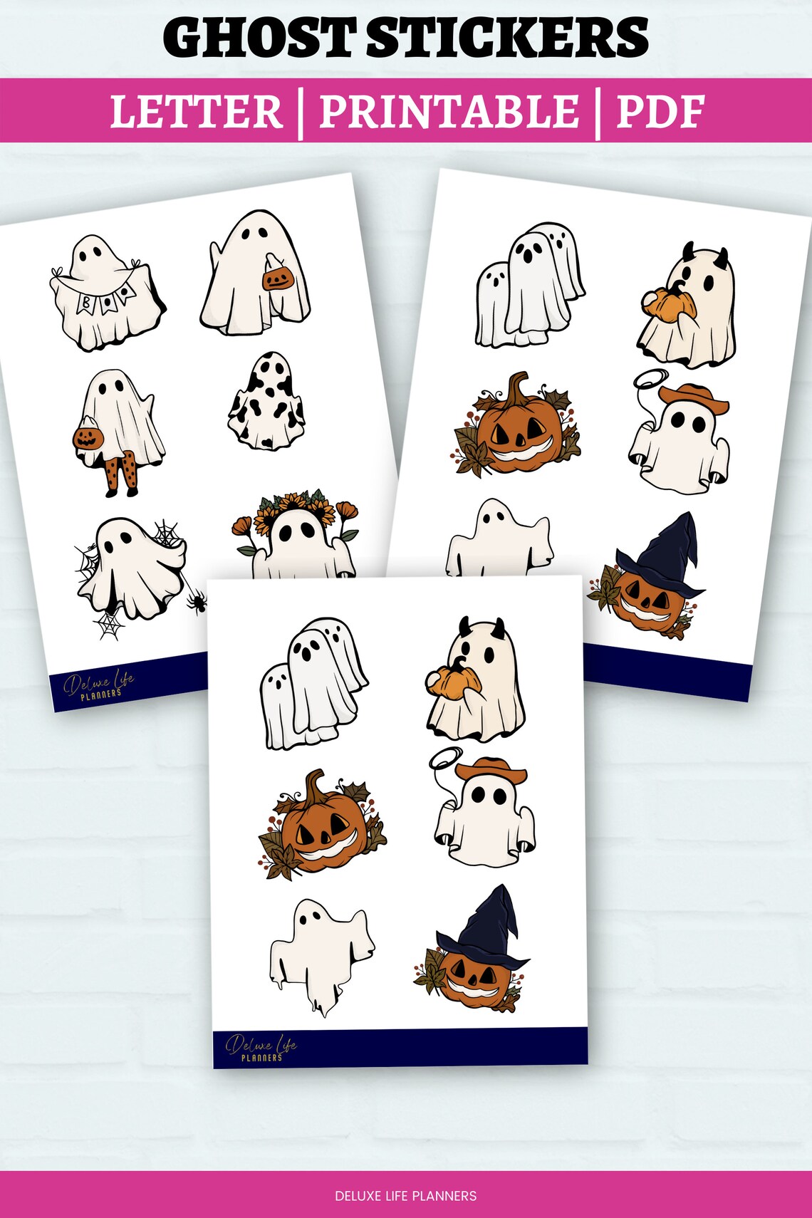 Printable Ghost Stickers Halloween Sticker Sheet Digital - Etsy UK