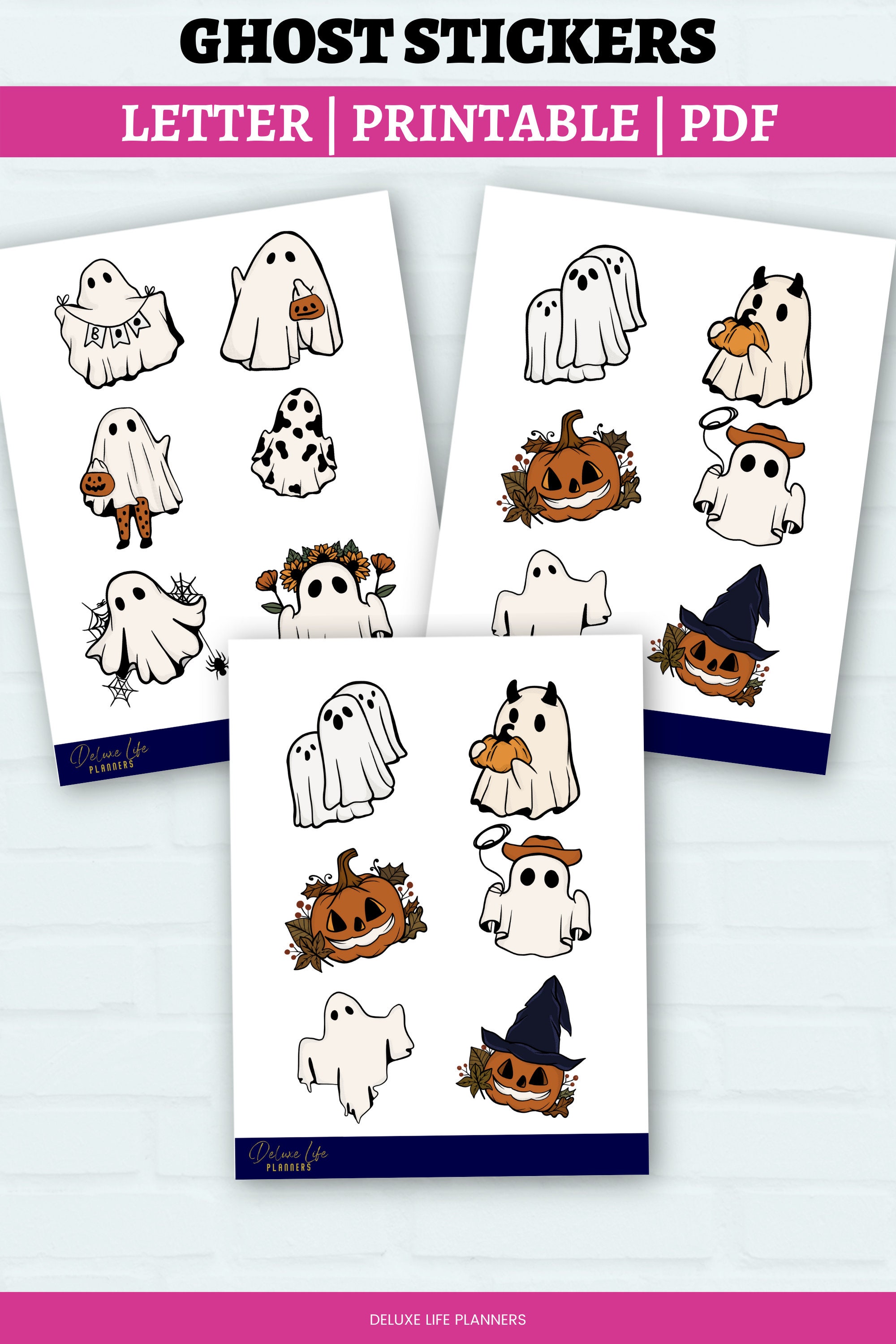 Printable Ghost Stickers Halloween Sticker Sheet Digital - Etsy UK