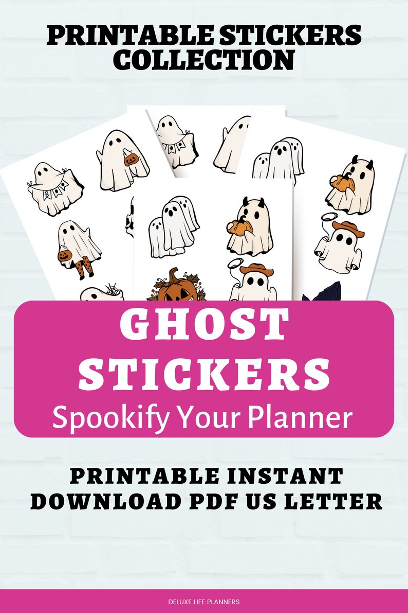 Printable Ghost Stickers Halloween Sticker Sheet Digital - Etsy UK