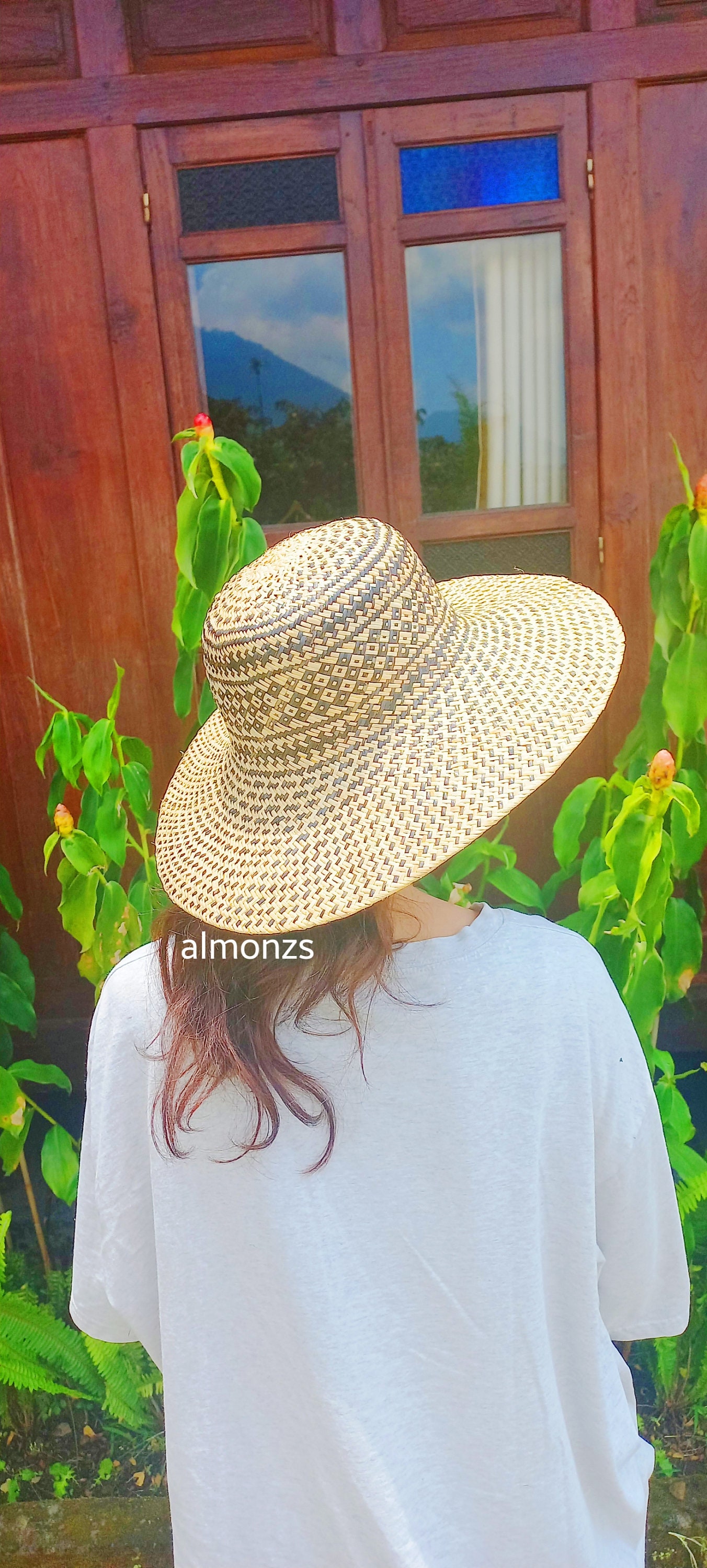 Classic Borneo Rattan Hat, Timeless Handmade Wide Brim Style Indigenous ...