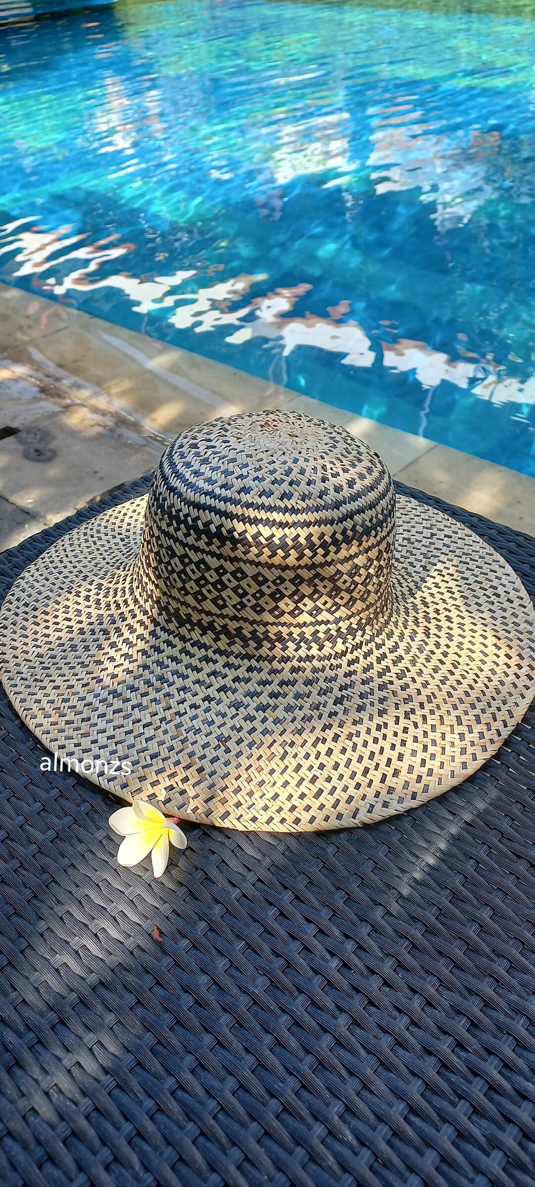 Classic Borneo Rattan Hat, Timeless Handmade Wide Brim Style Indigenous ...