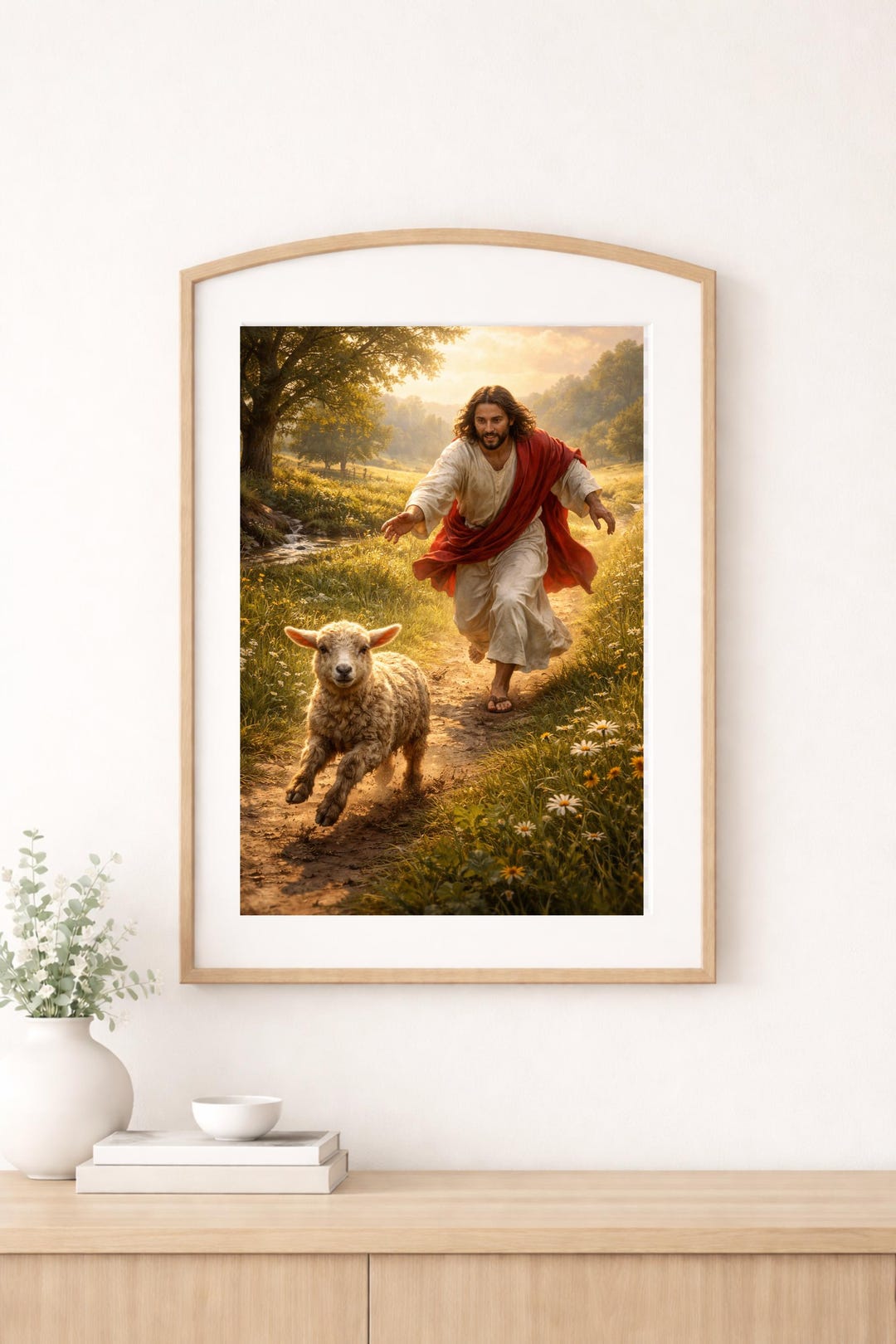 The Shepherd’s Pursuit – Jesus Chasing the Lost Lamb Wall Art - Etsy