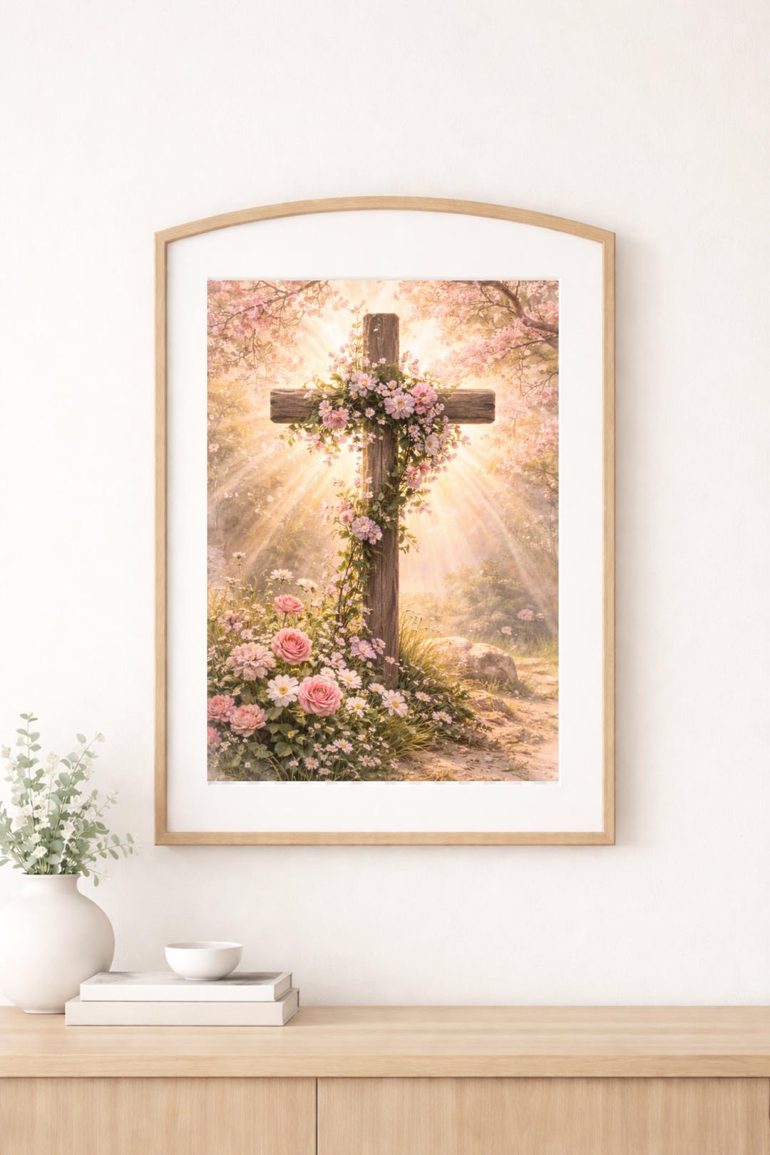 The Risen Cross in Bloom Christian Wall Art Print - Etsy