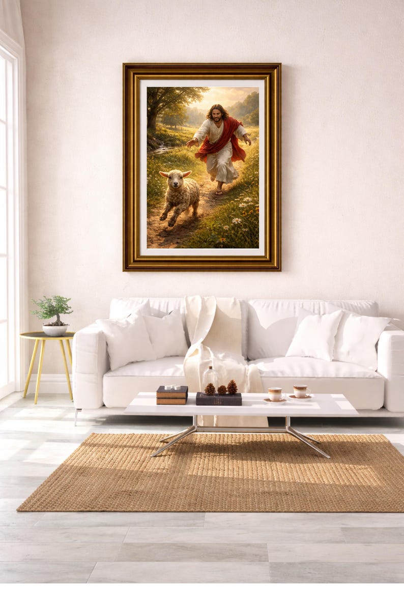 The Shepherd’s Pursuit – Jesus Chasing the Lost Lamb Wall Art - Etsy