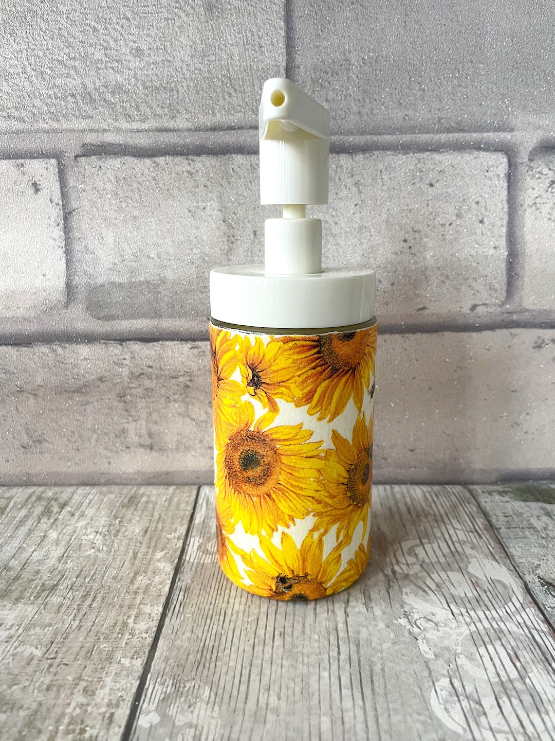 Foam Soap Dispenser Glass, Sunflower Bathroom Decor, Bee Soap Dispenser ...