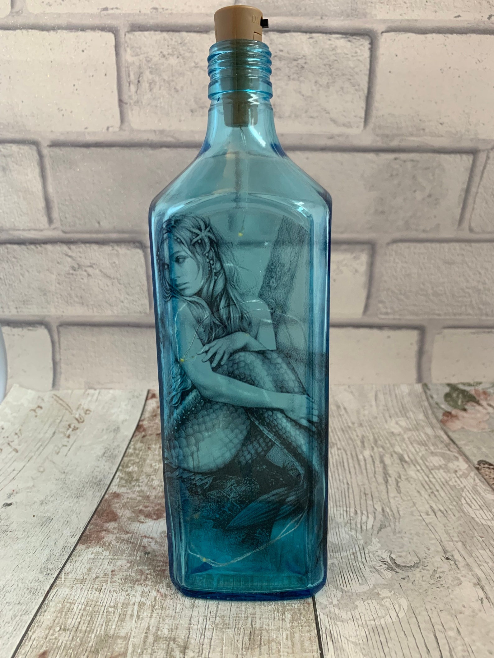 Mermaid Light up Bottle, Mermaid Home Decor, Mermaid Lamp, Light up ...
