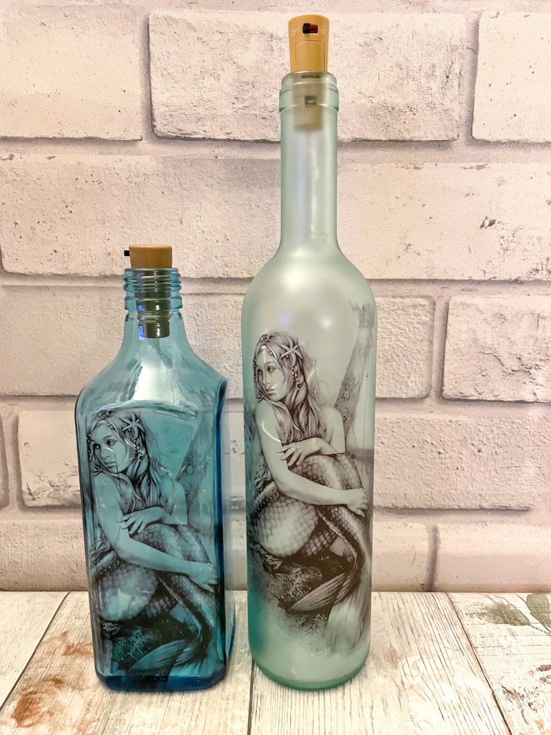 Mermaid Light up Bottle, Mermaid Home Decor, Mermaid Lamp, Light up ...