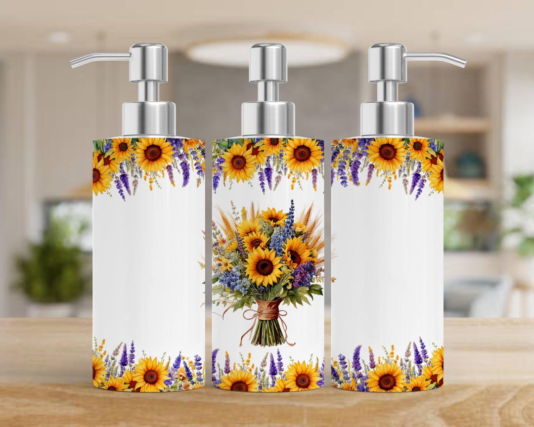 Sunflower Soap Dispenser Png, Lavender Bathroom Decor, Sublimation Body ...