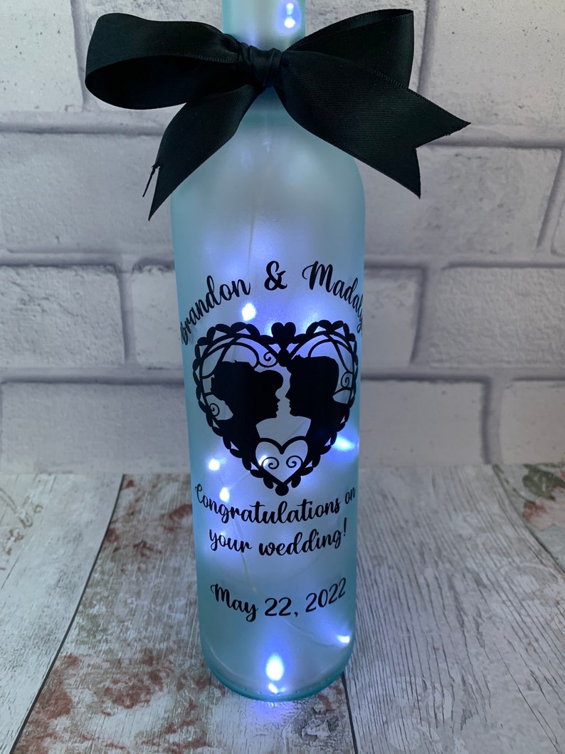 Personalised Wedding Bottle, Custom Wedding Gift, Anniversary Light ...