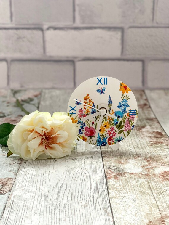 Pretty clock Decoupage clocks Floral clock CD clock Clock | Etsy
