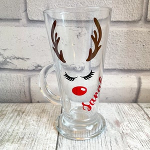 Christmas Latte Mug, Secret Santa Mug, Personalised Latte Glass, Xmas ...