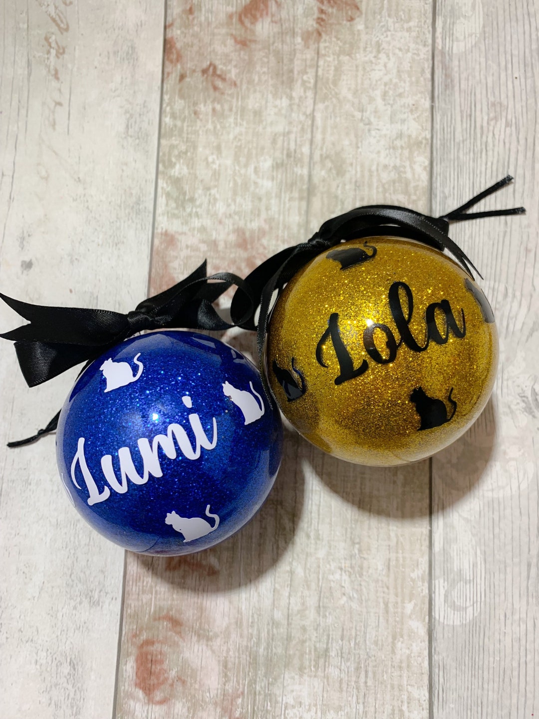 Personalised Cat Bauble, Cat Christmas Tree Decoration, Cat Memorial ...