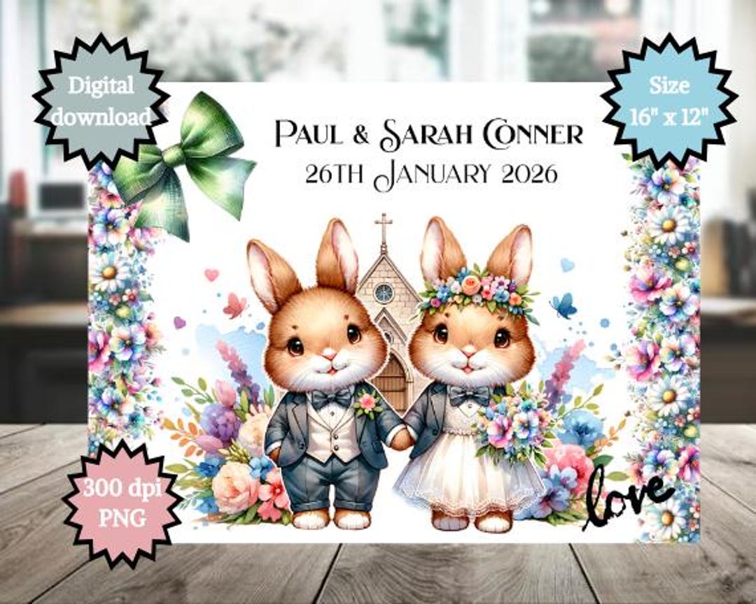 Personalised Wedding Bunnies Png File, Decoupage Downloadable Paper ...