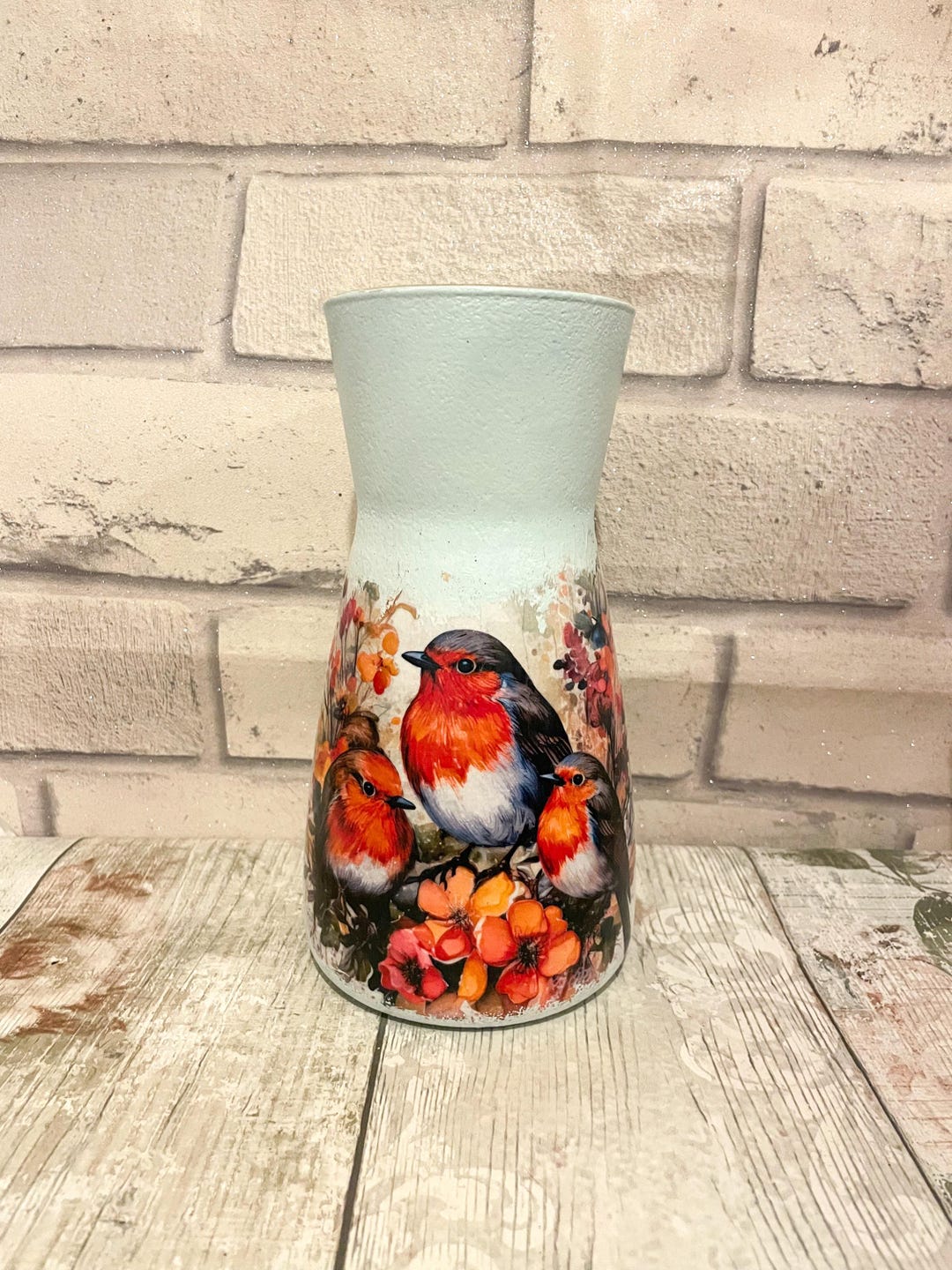 Robin Vase, Robin Gifts, Nanny Vase, Bird Home Decor, White Vase for ...