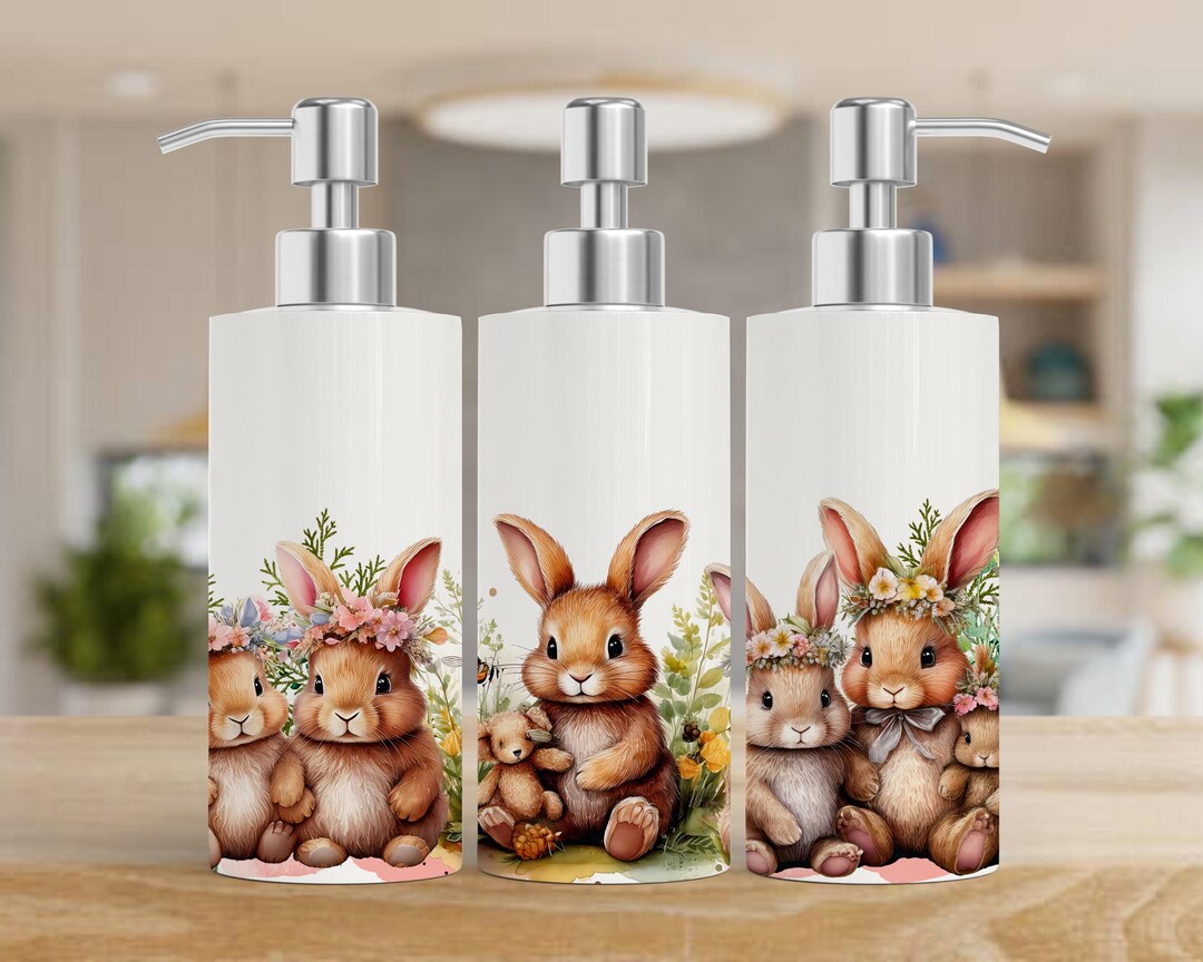 Easter Bunny Soap Dispenser Wrap, Sublimation Lotion Bottle Png, Cute ...