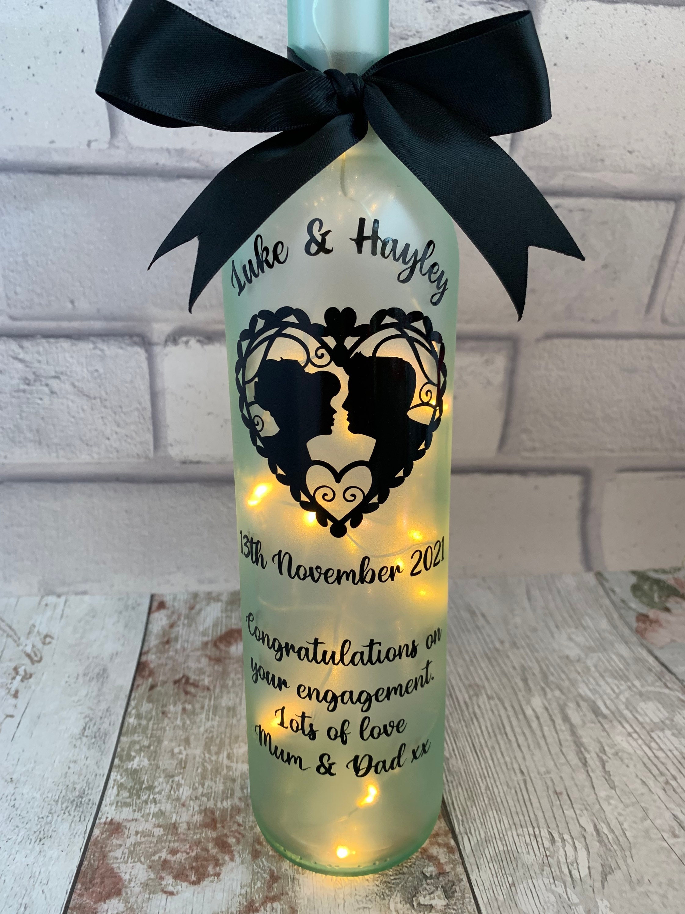 Personalised Wedding Bottle, Custom Wedding Gift, Anniversary Light ...