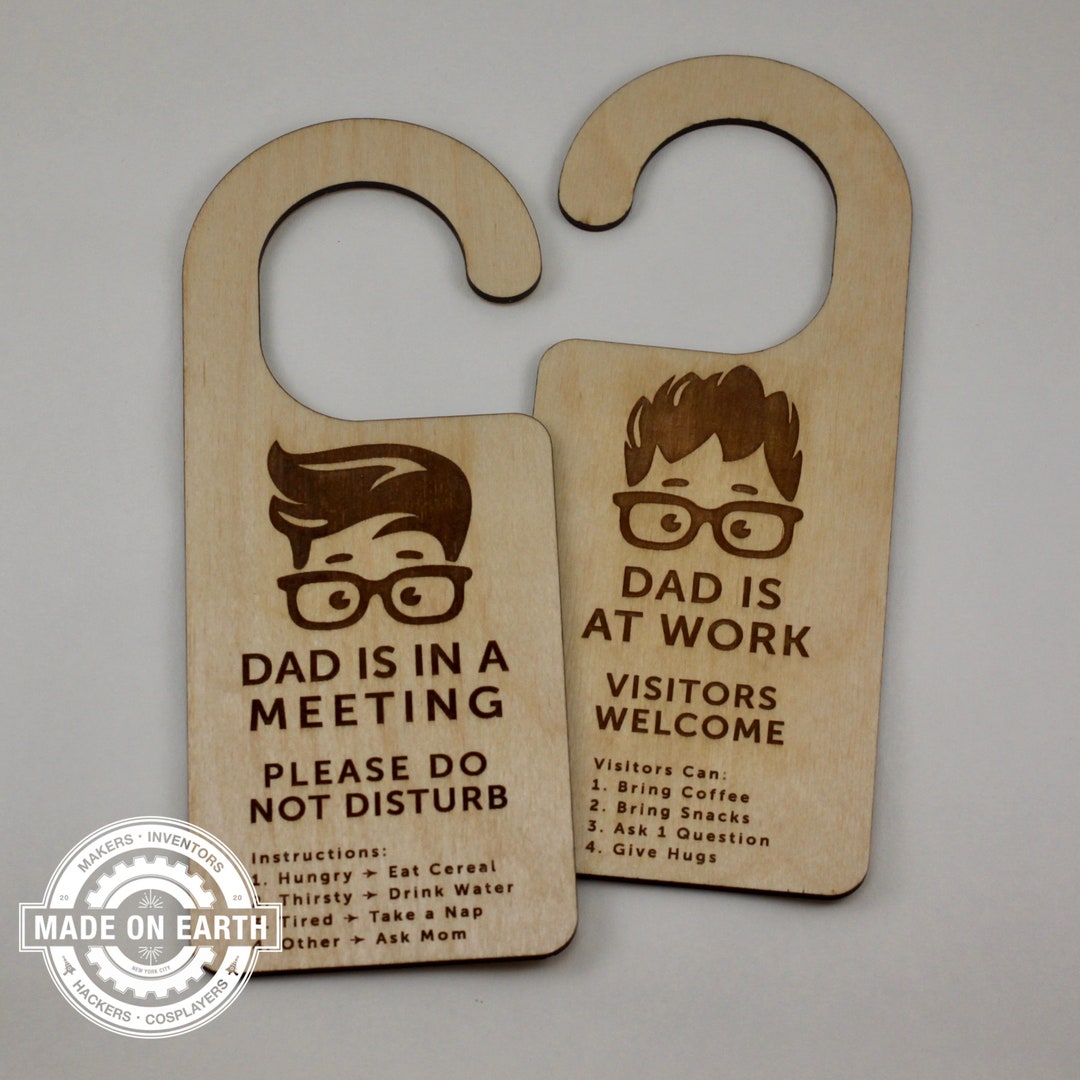 Dad Working Door Hanger | Please Do Not Disturb Sign | Dad is in a ...