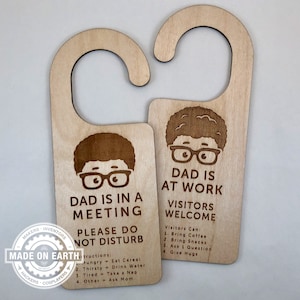 Dad Working Door Hanger | Please Do Not Disturb Sign | Dad is in a ...
