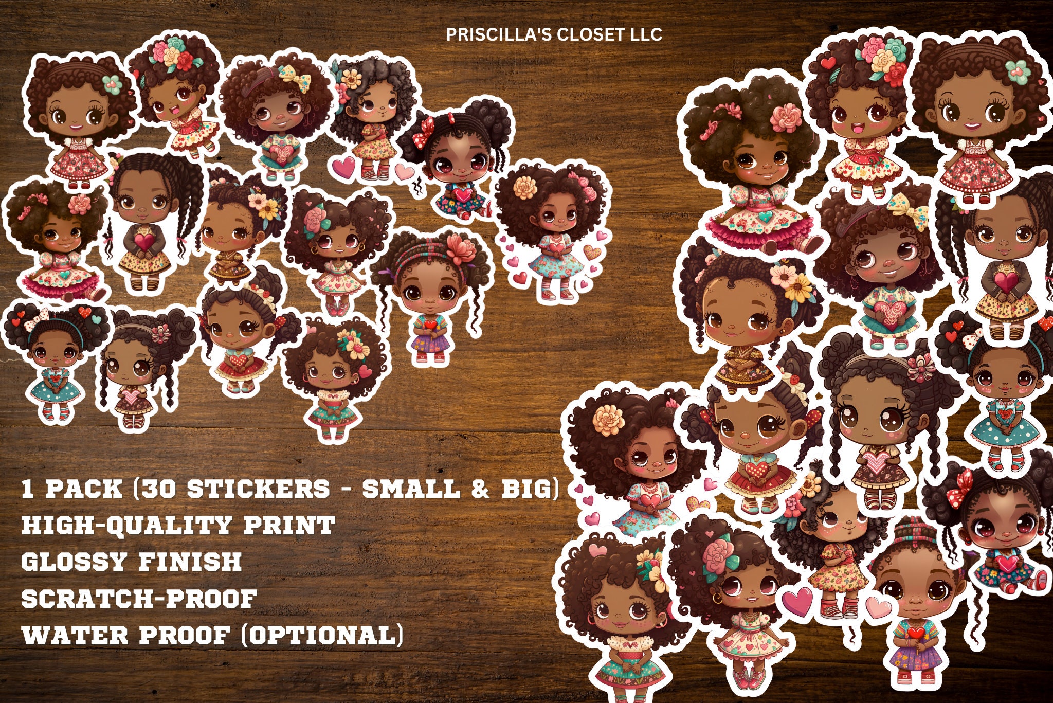 30 Cute Little Girl Bundle Sticker, African Little Girl, Black Little ...