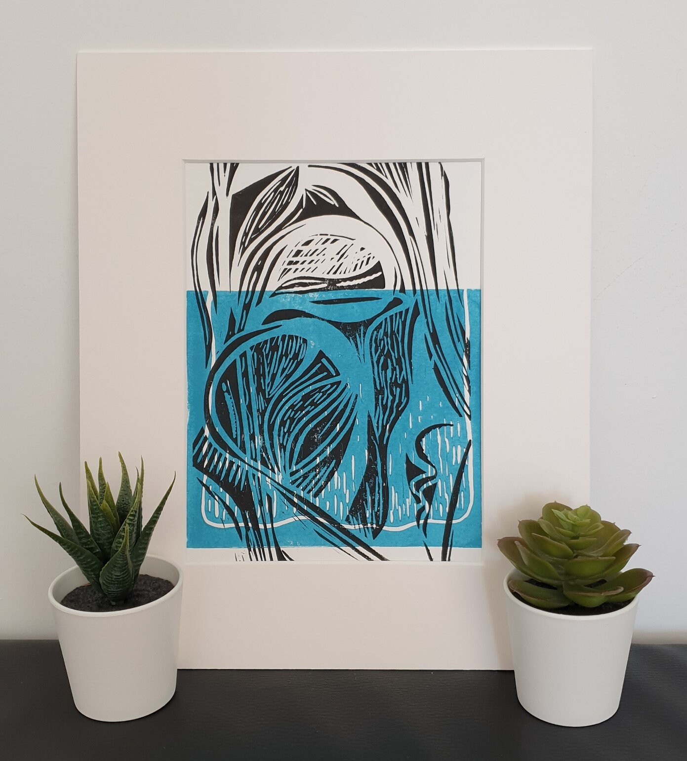 Original & Handmade Abstract linocut print 6x8 with | Etsy