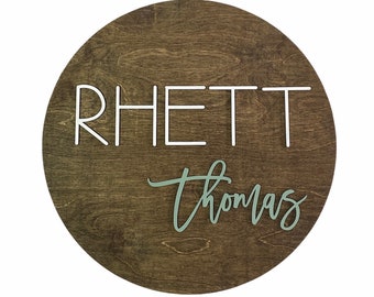 Round Nursery Name Sign Baby Boy Sign Round Wood Name Sign | Etsy
