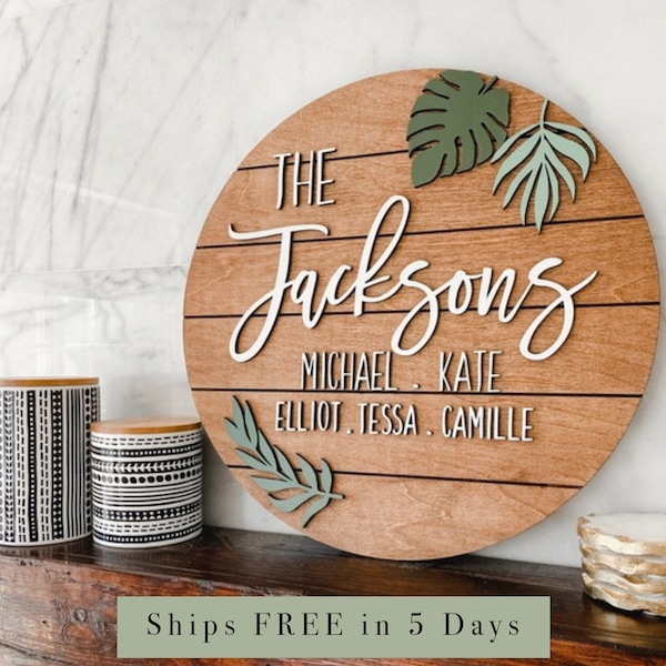 Round Family Name Sign - Etsy