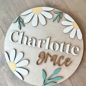 Daisy Flower Nursery Sign, Personalized Gift, Baby Name Sign, Nursery ...