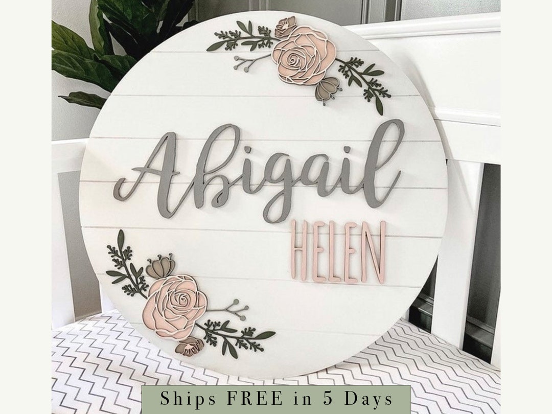 Rose Flower Nursery Sign, Personalized Gift, Nursery Name Sign, Nursery ...
