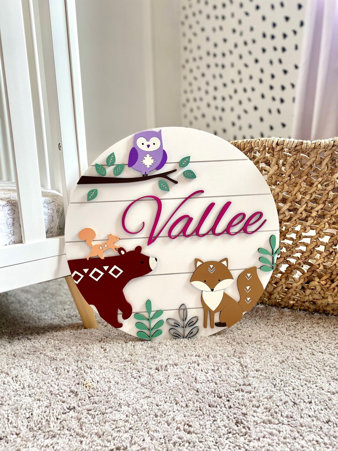 Baby Name Sign Animal Nursery Sign Woodland Theme Nursery - Etsy