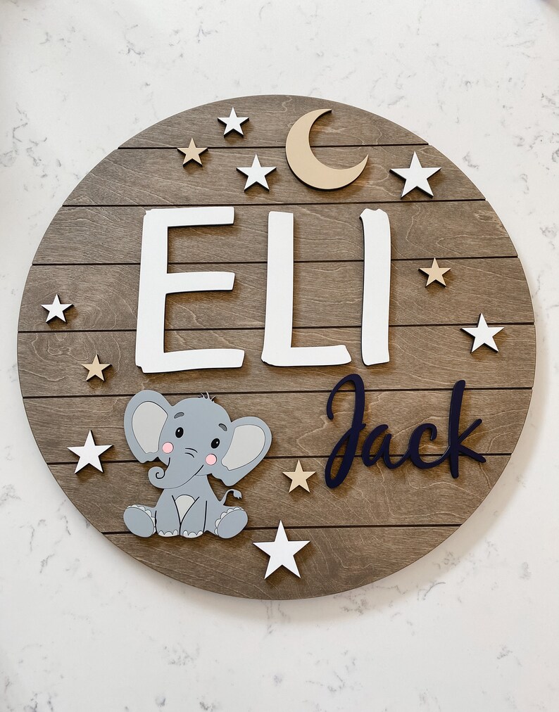 Moon and Stars Nursery Sign Custom Baby Name Sign Nursery - Etsy
