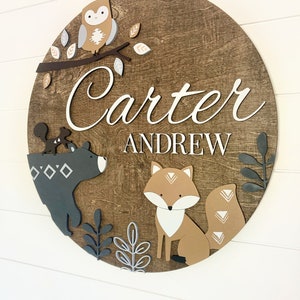 Woodland Nursery Name Sign, Shiplap Name Sign, Custom Baby Shower Gift ...