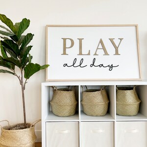 Play All Day Sign, Playroom Sign, Framed Playroom Sign, Kids Sign ...